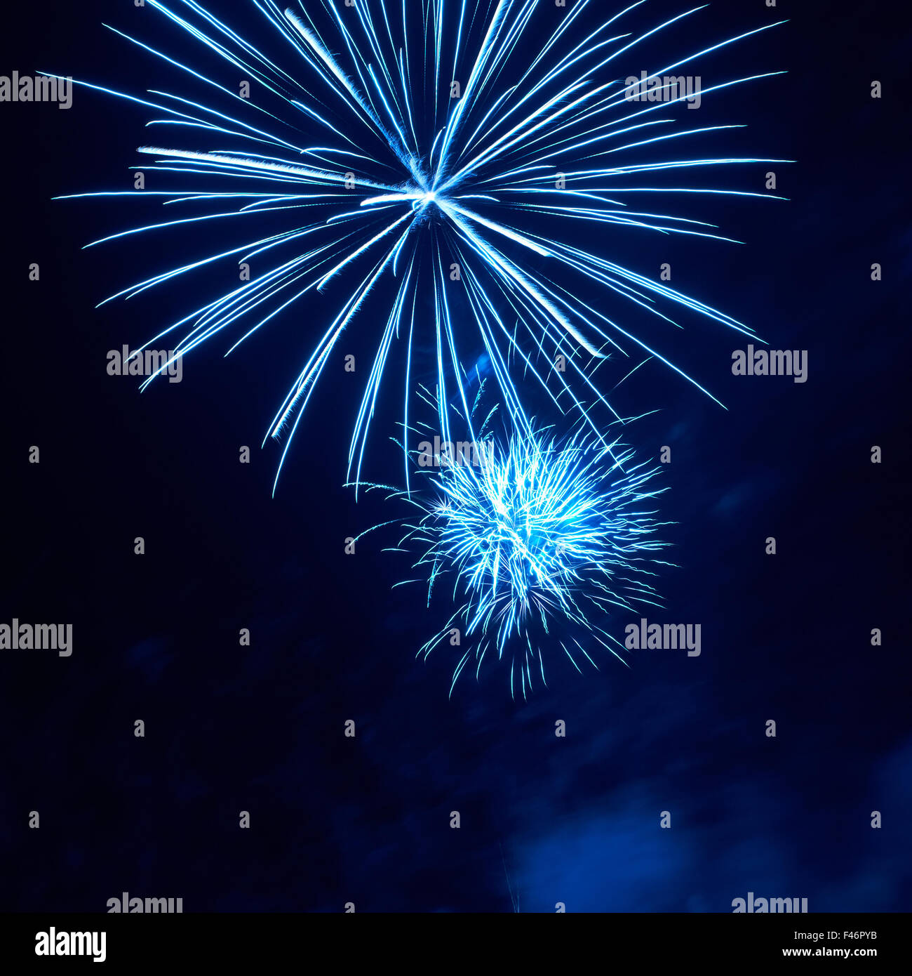 Blue colorful fireworks Stock Photo - Alamy