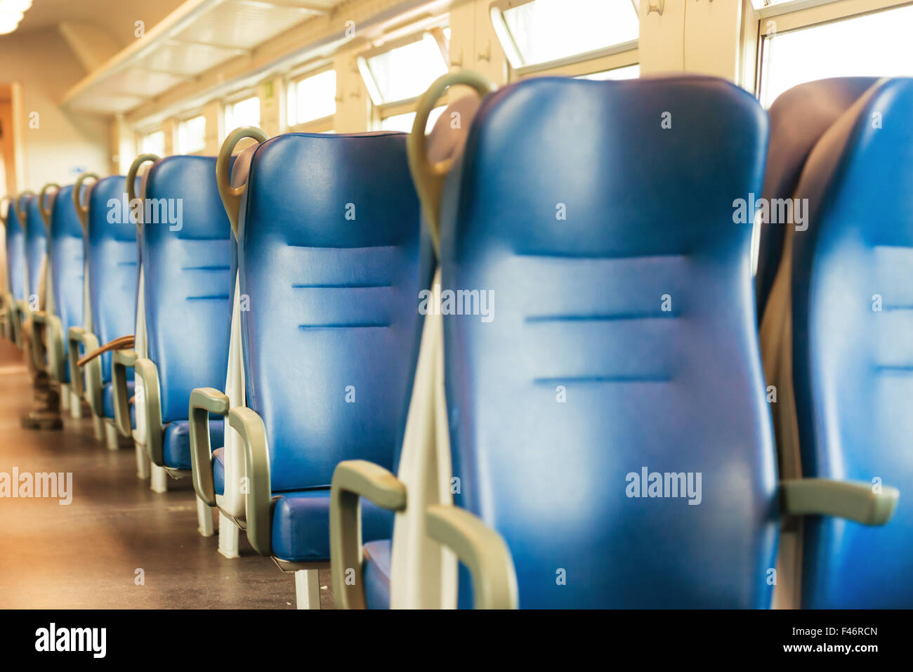 Blue seats train carriage hi-res stock photography and images - Alamy