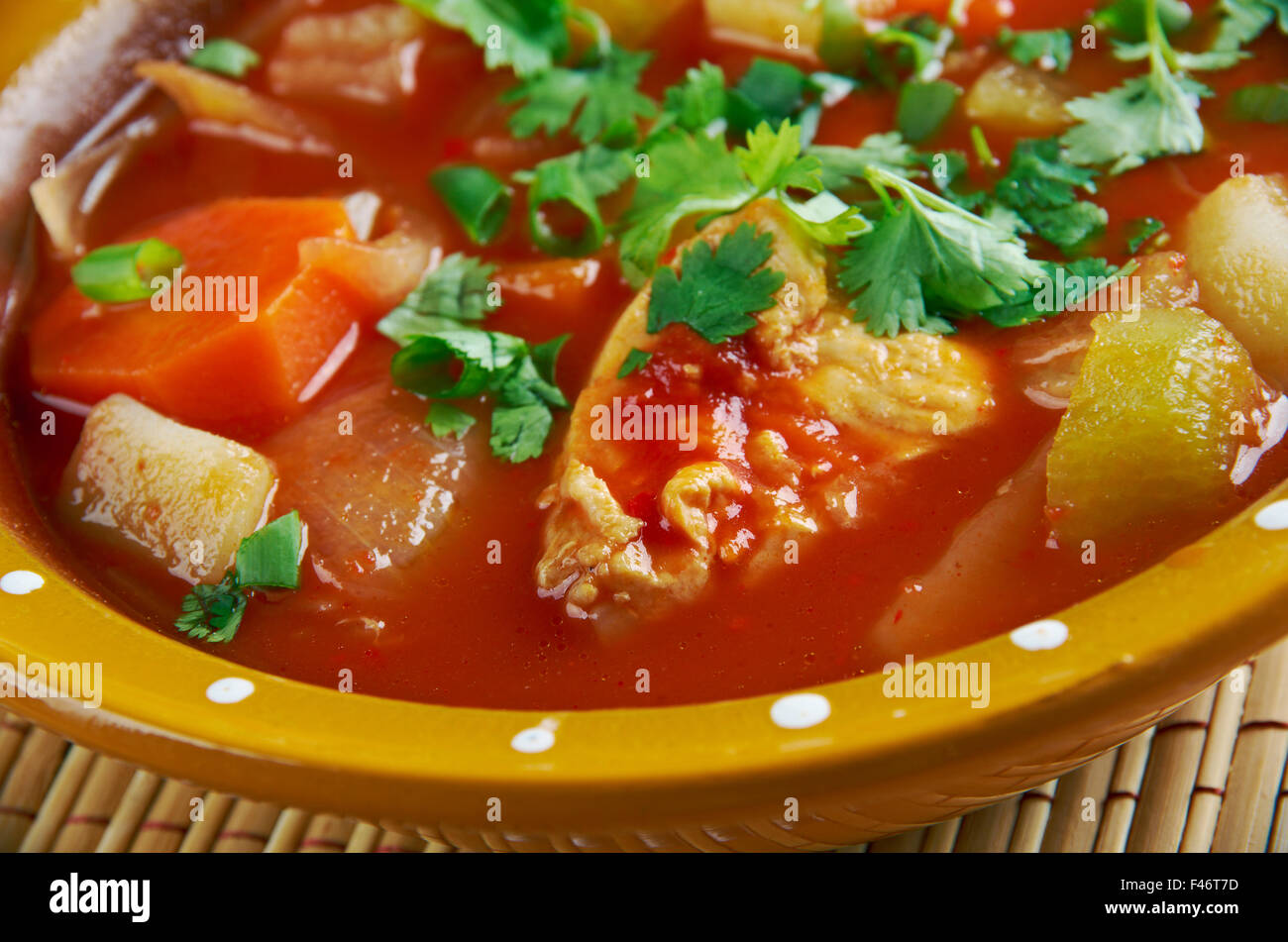 shurpa - Uzbek cuisine ю turkey soup with tomatoes Stock Photo - Alamy