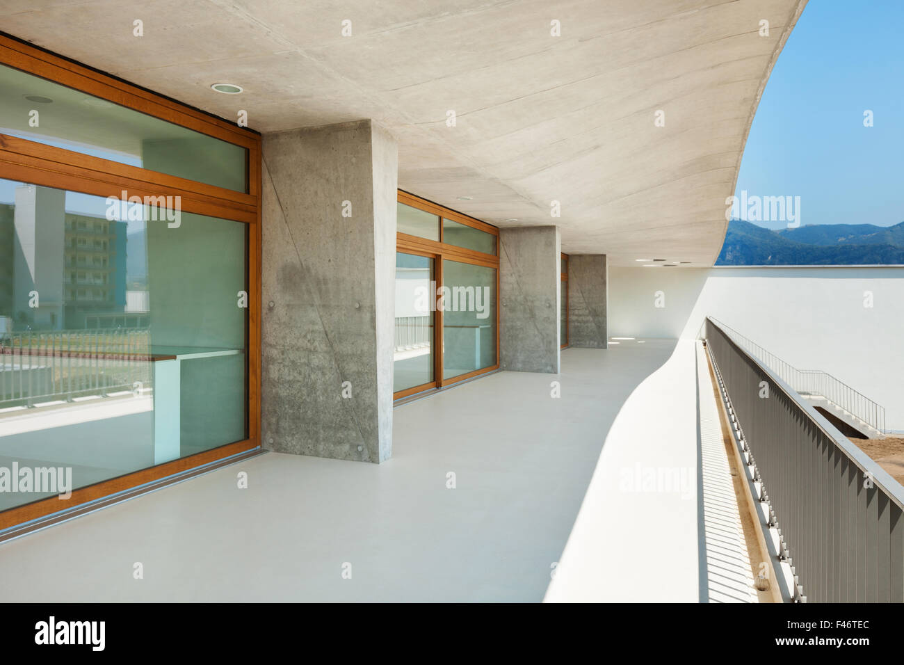 new architecture, elementary school, view from balcony Stock Photo - Alamy