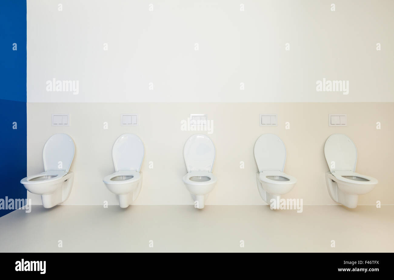 new architecture, public bathroom, toilets in a row Stock Photo - Alamy