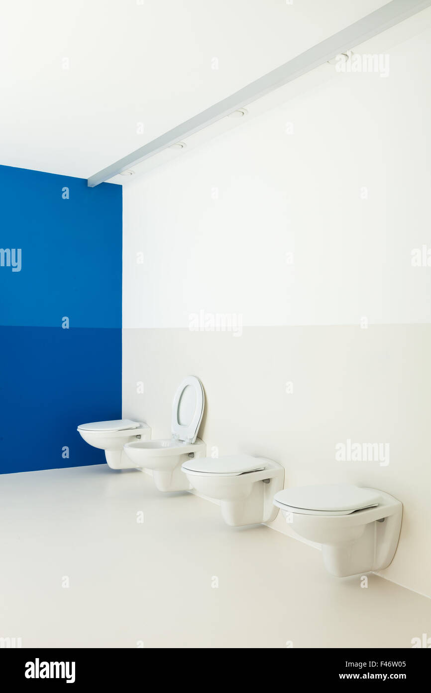 new architecture, public bathroom, toilets in a row Stock Photo - Alamy