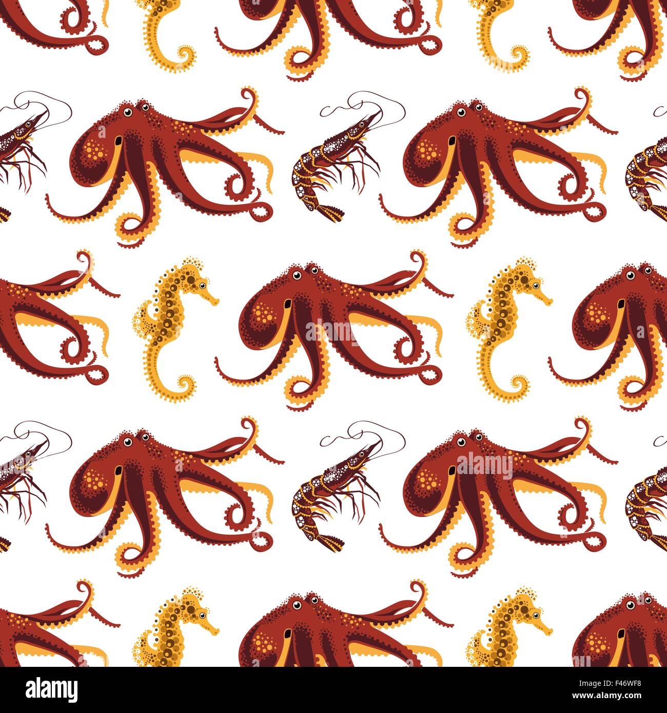 Seamless pattern on a theme of animals oceans and seas.Vector ...