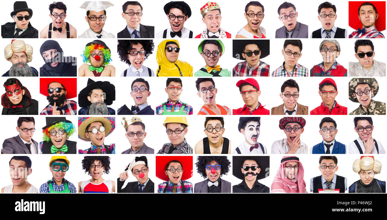 Collage of many faces from same model Stock Photo - Alamy