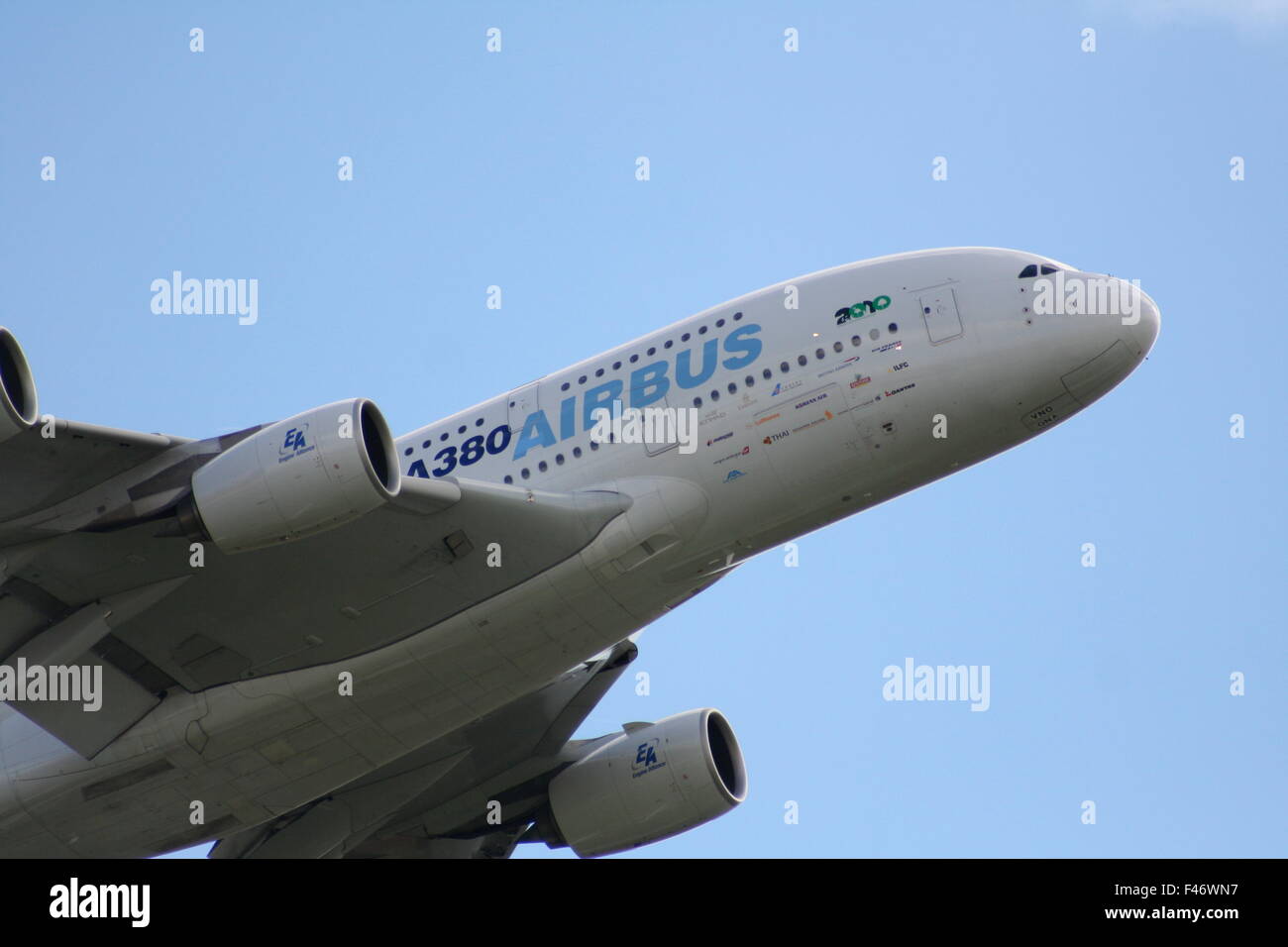 Airbus A380 gives a low flyby at an air display Stock Photo - Alamy