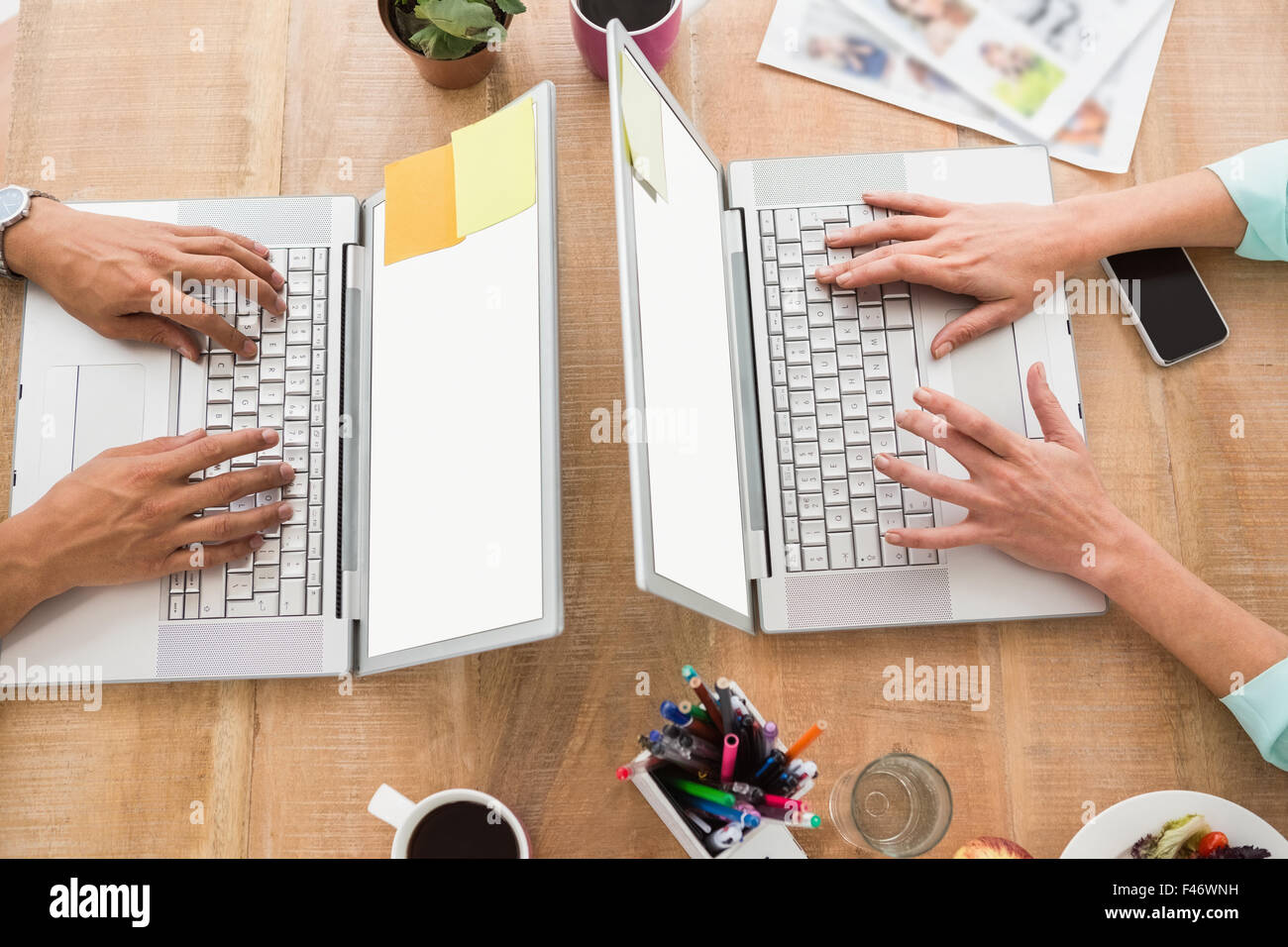 Woman taking break typing hi-res stock photography and images - Alamy