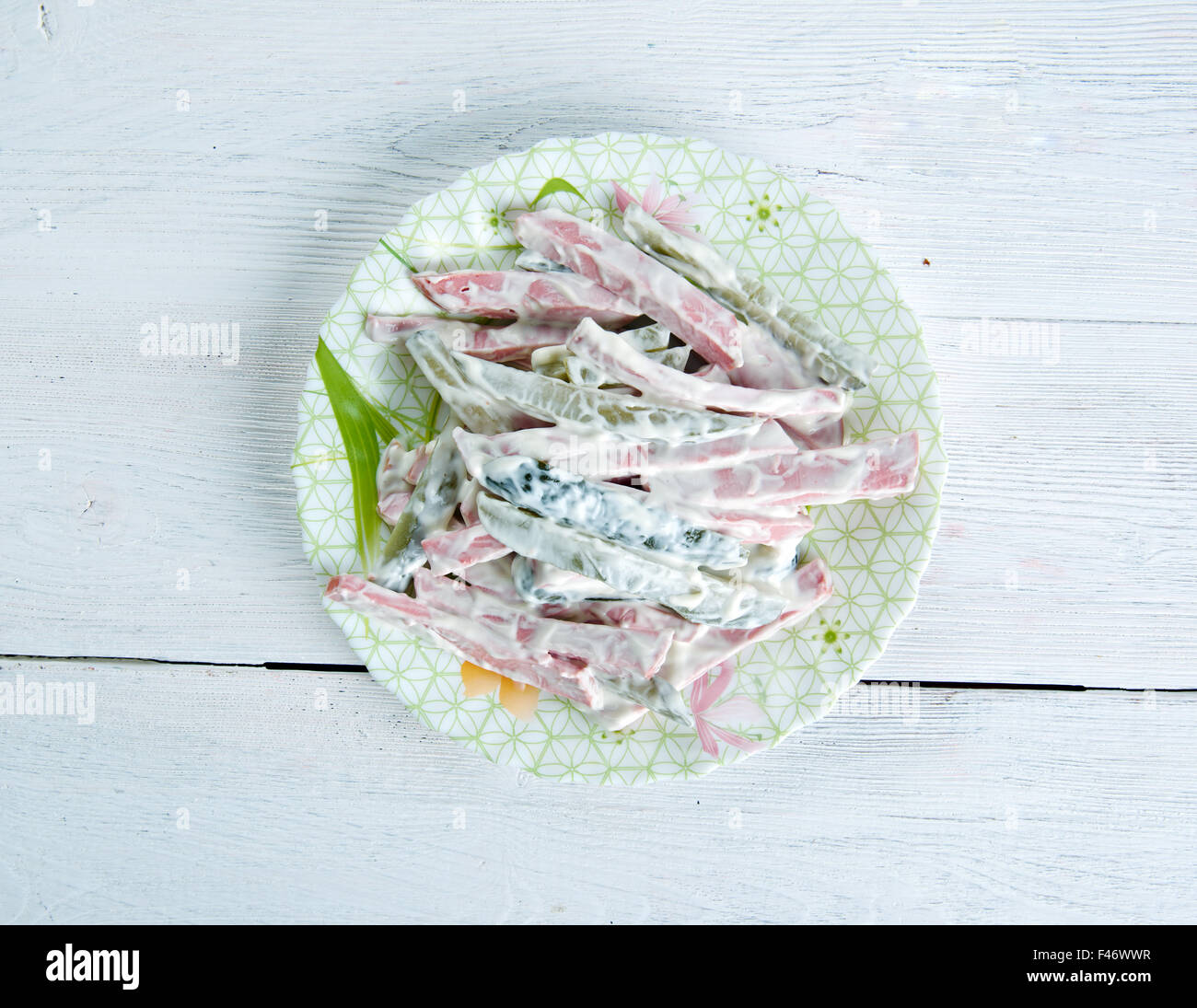Fleischsalat - German Meat Salad with pickles and mayonnaise Stock ...