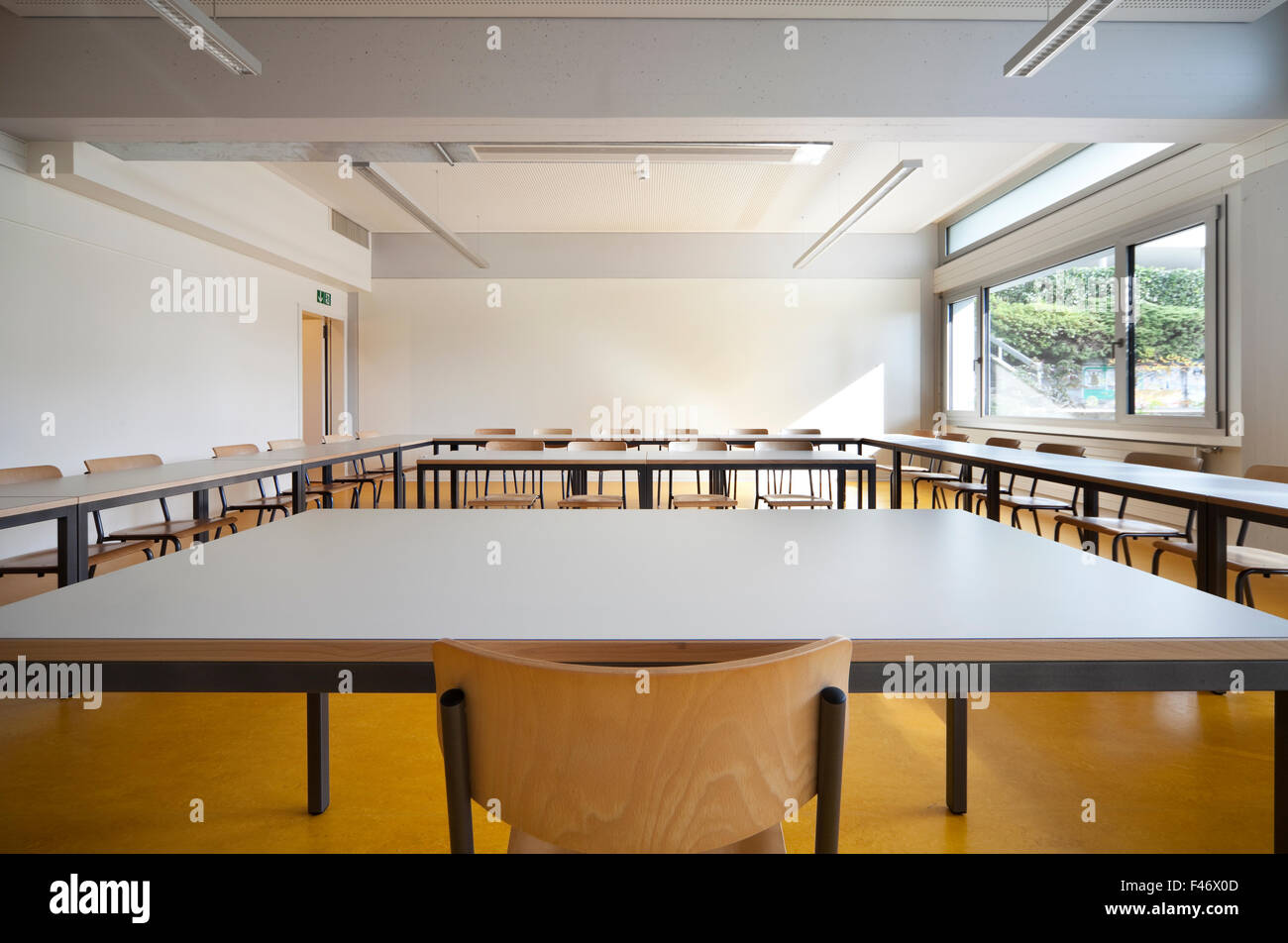 classroom interior, desks and chairs Stock Photo - Alamy