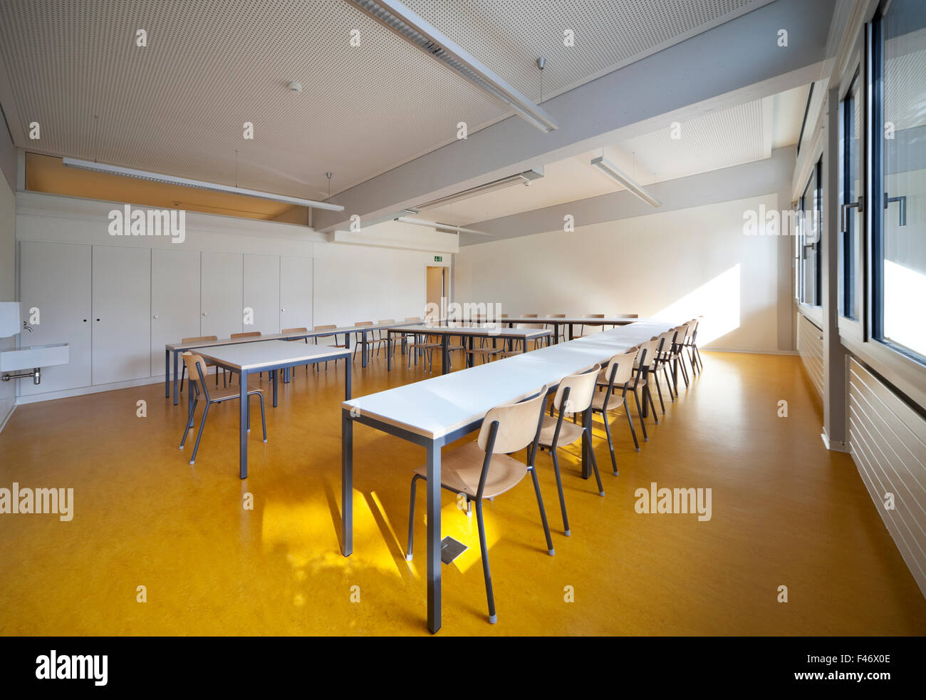 classroom interior, desks and chairs Stock Photo - Alamy
