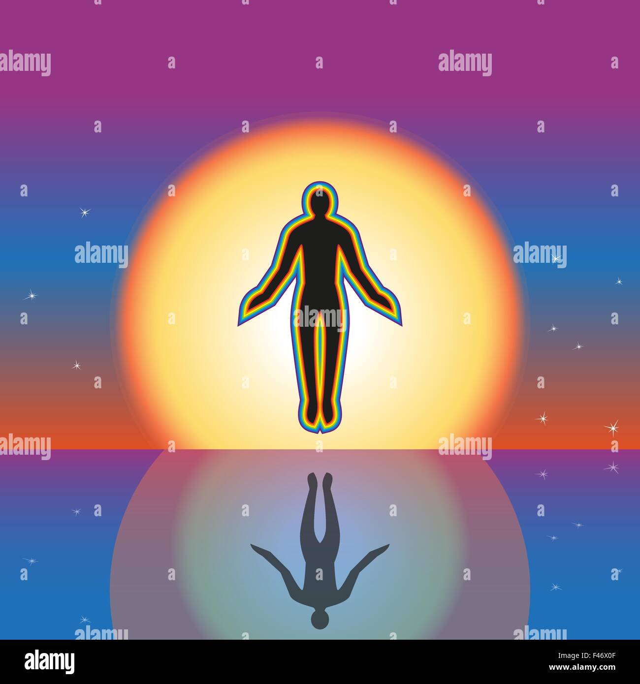 Separation from the earth and a levitation. A contour of the person in ...