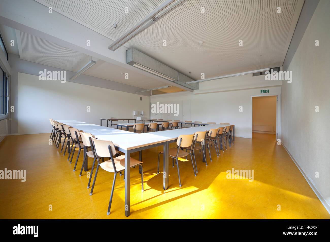 classroom interior, desks and chairs Stock Photo - Alamy