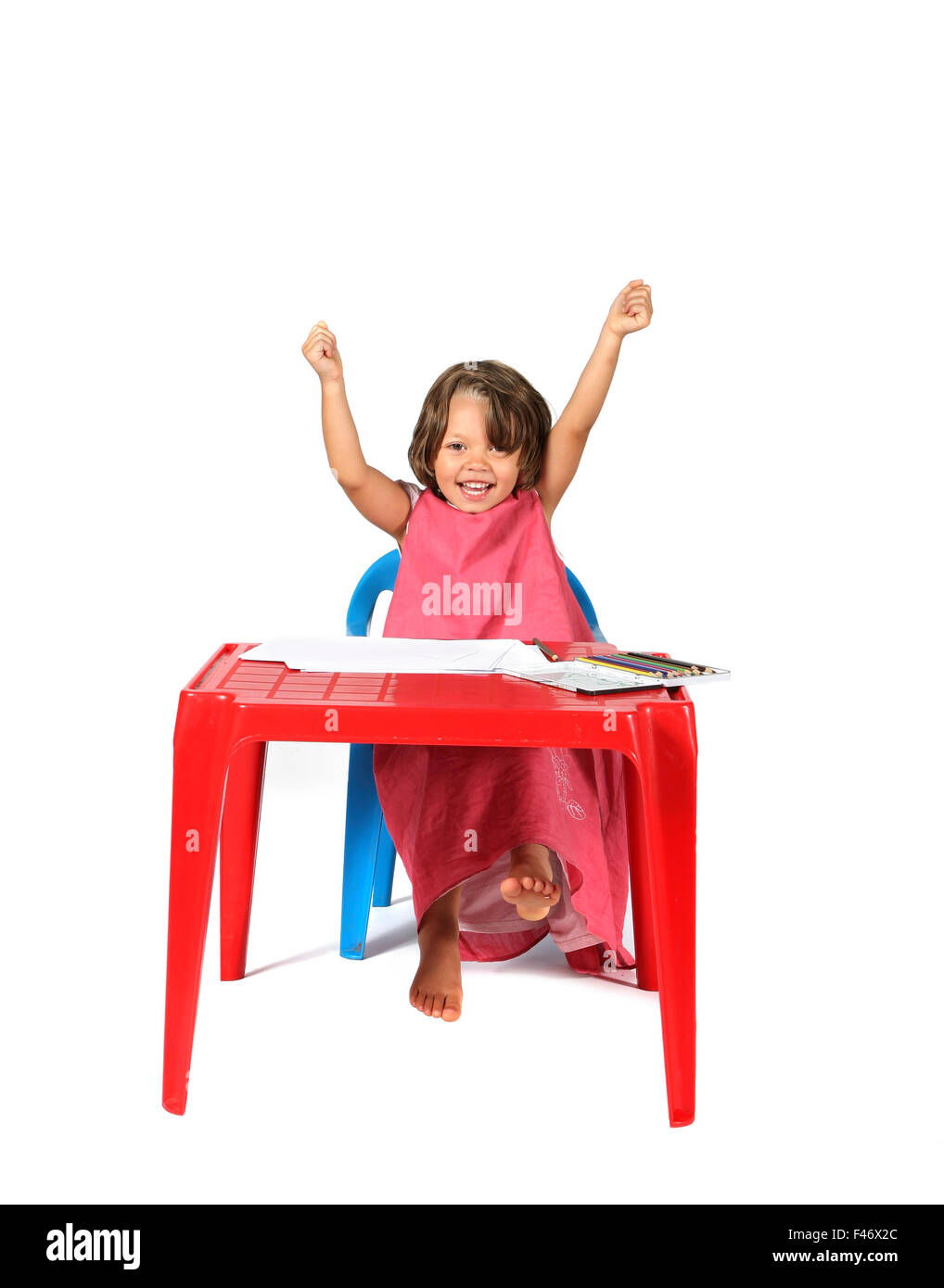 young girl sitted at the desk Stock Photo - Alamy
