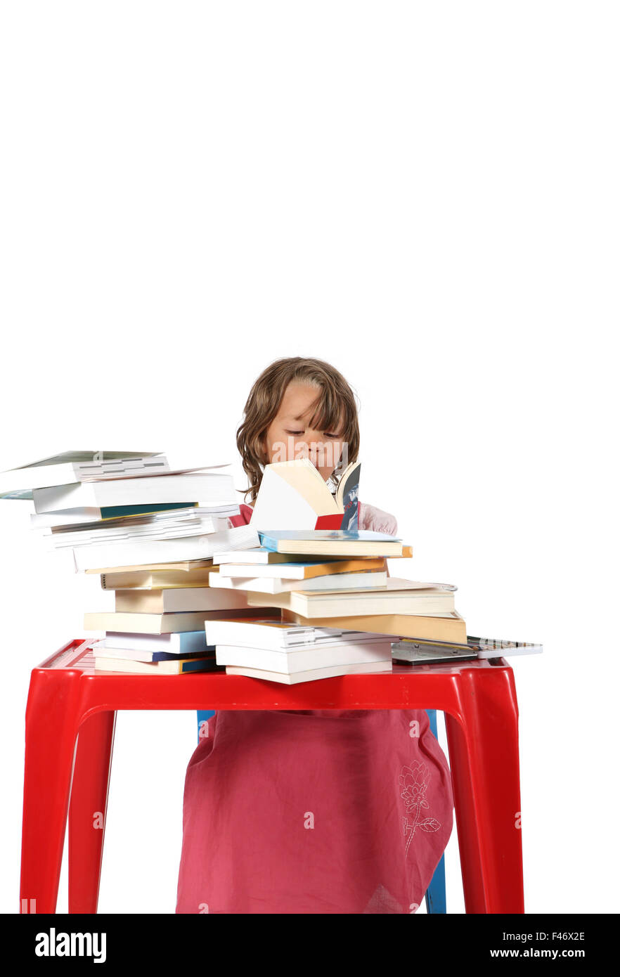 young girl sitted at the desk Stock Photo - Alamy