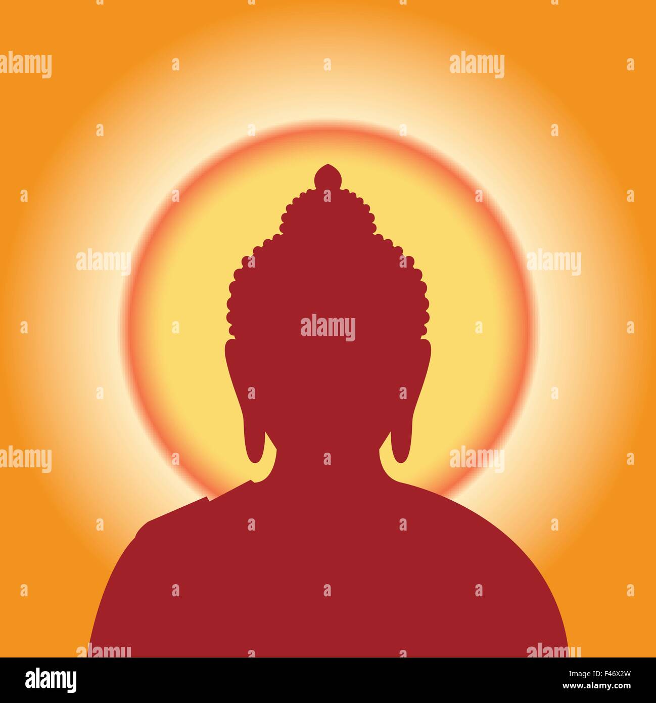 Silhouette Buddha against the sun.Vector illustration Stock Vector ...