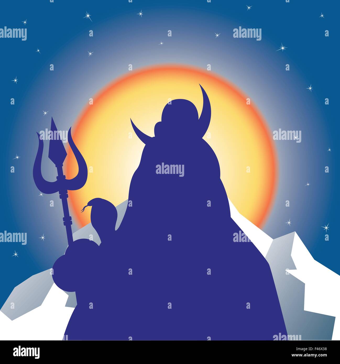 Silhouette Shiva against the sun.Vector illustration Stock Vector Image ...