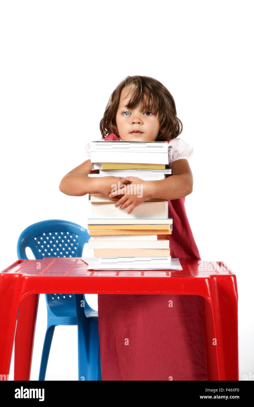 young girl sitted at the desk Stock Photo - Alamy