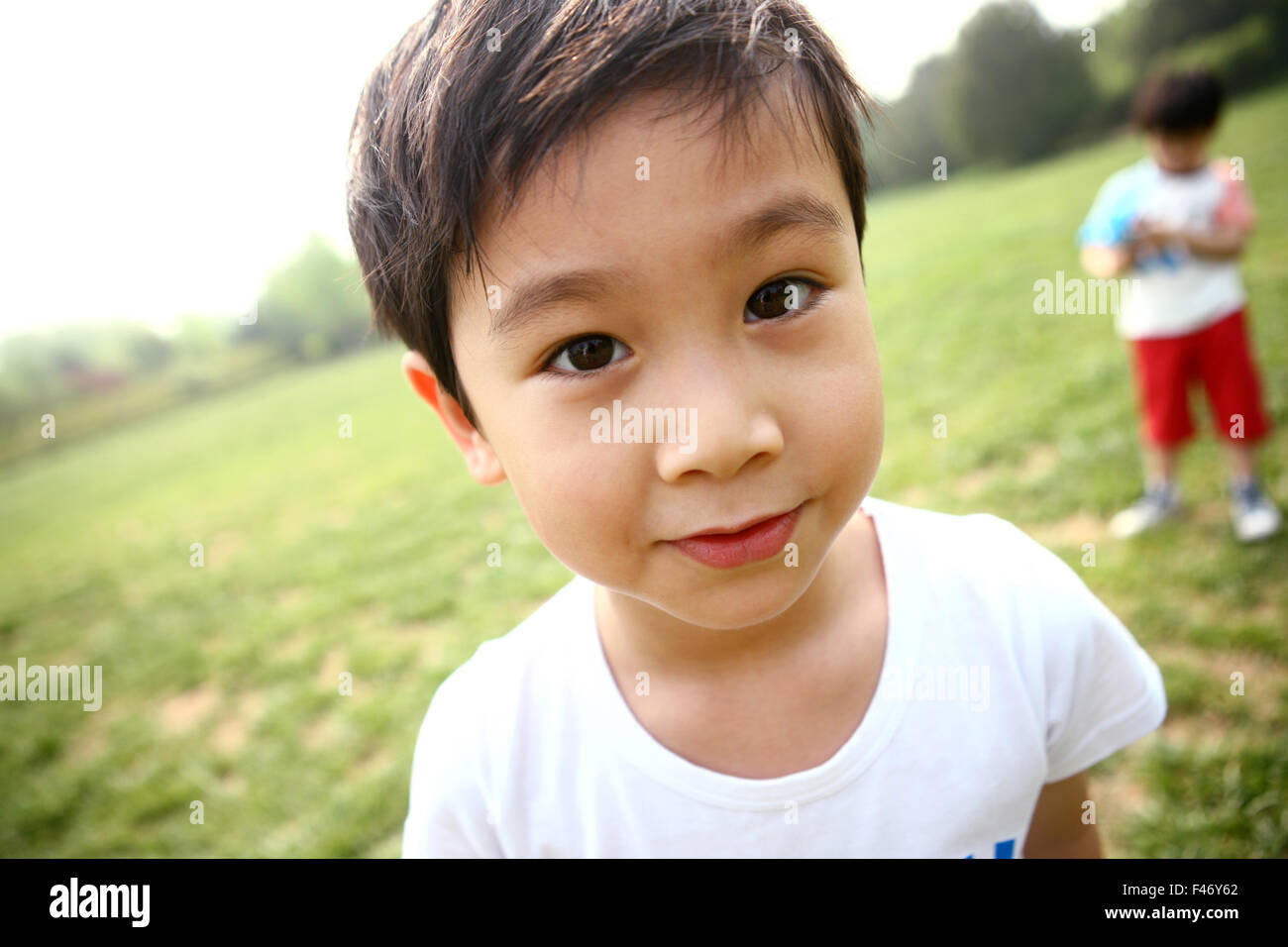 Portrait of boy outdoors Stock Photo - Alamy