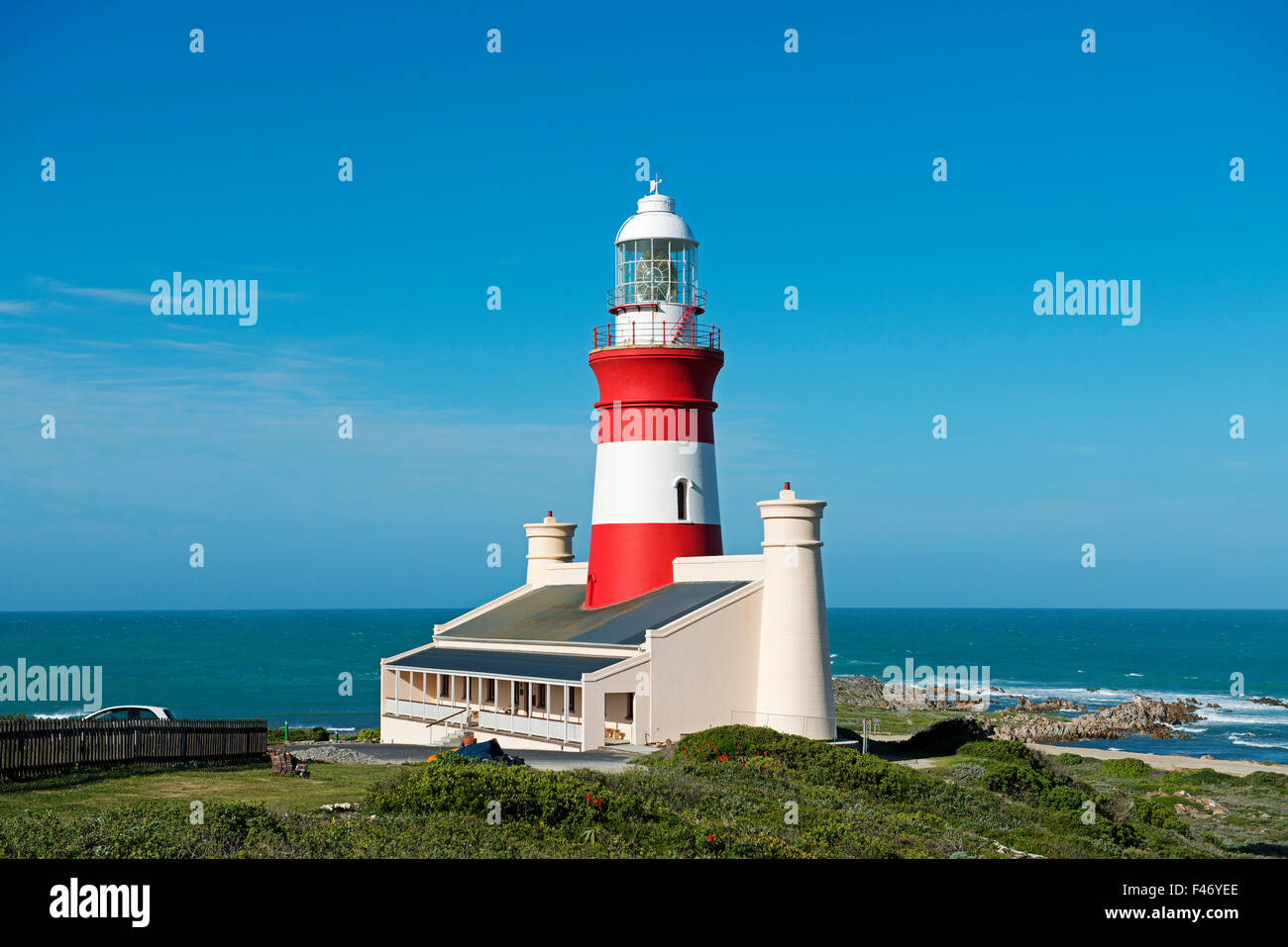 Lighthouse at Cape Agulhas, southernmost point of Africa, Western Cape ...