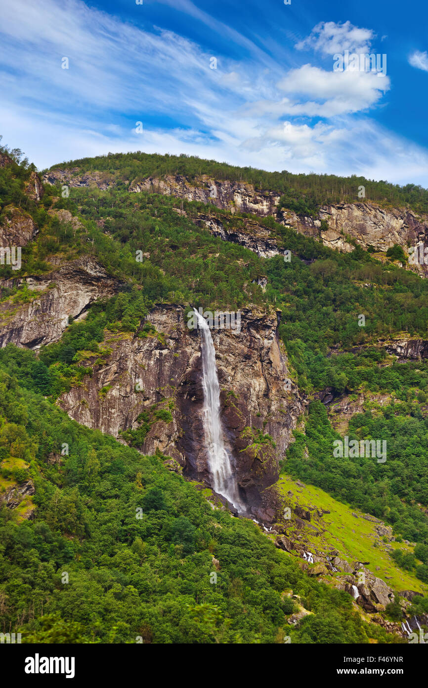 Waterfall in Flam - Norway Stock Photo - Alamy