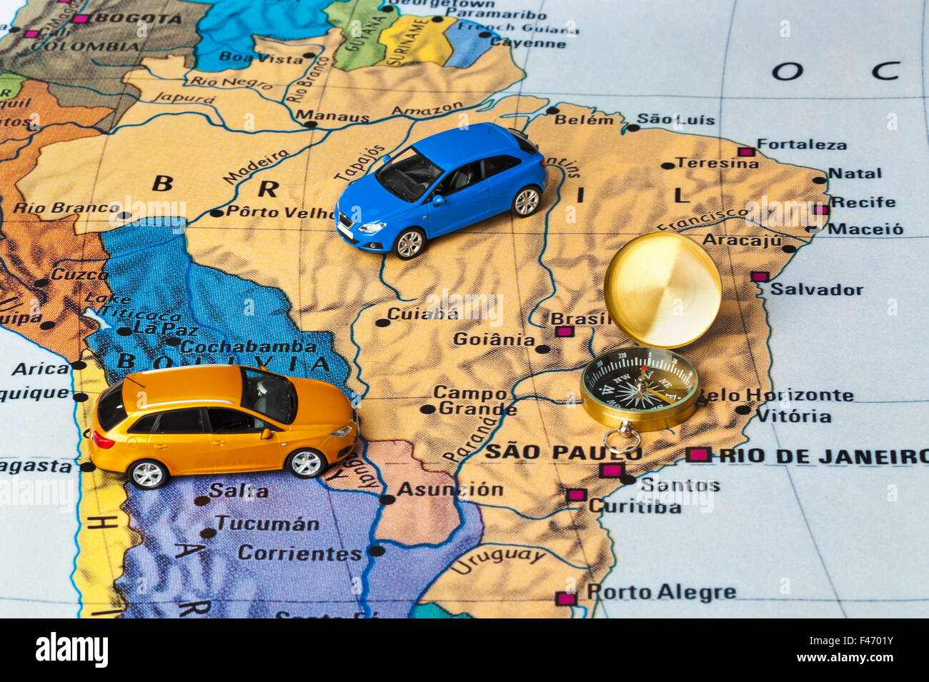 Brazil map and compass Stock Photo - Alamy