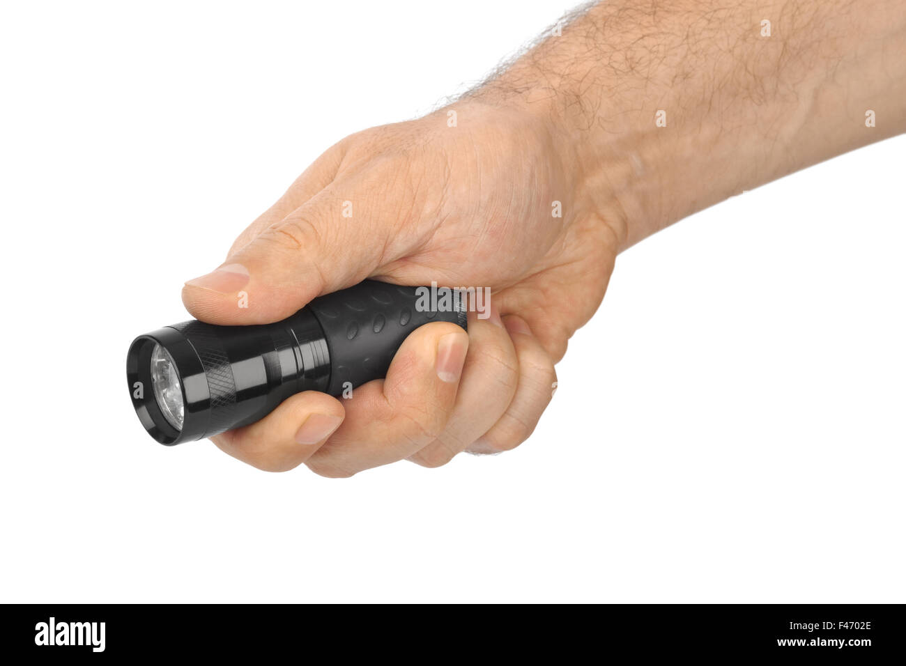 Flashlight in hand Stock Photo - Alamy