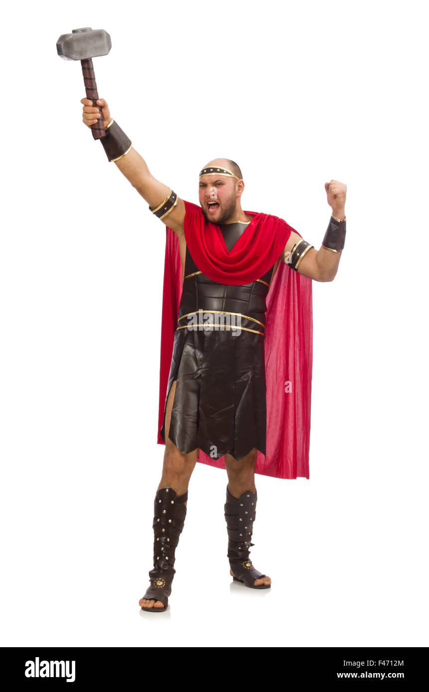 Gladiator with hammer isolated on white Stock Photo - Alamy