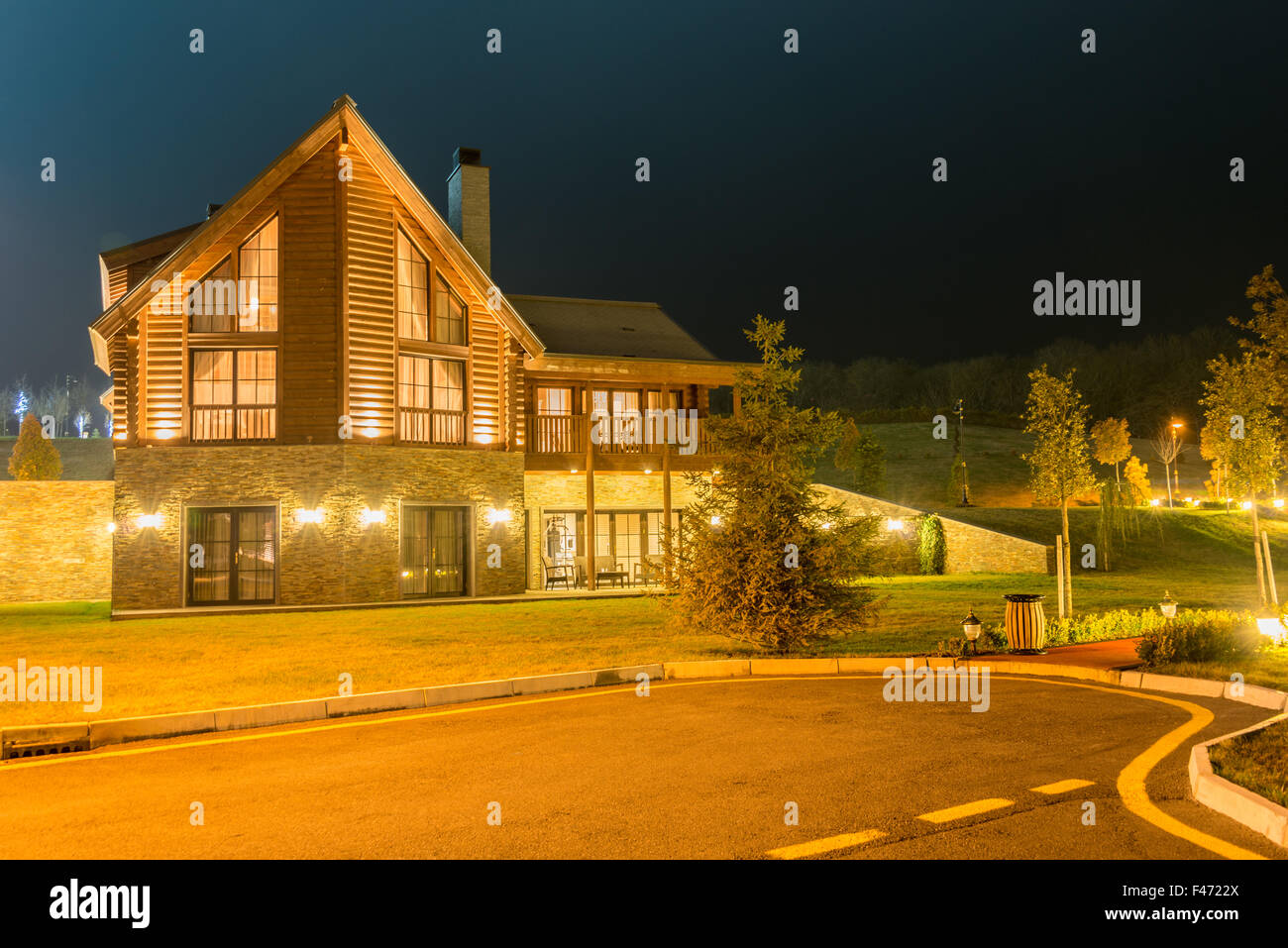 Nice modern house during evening hours Stock Photo - Alamy