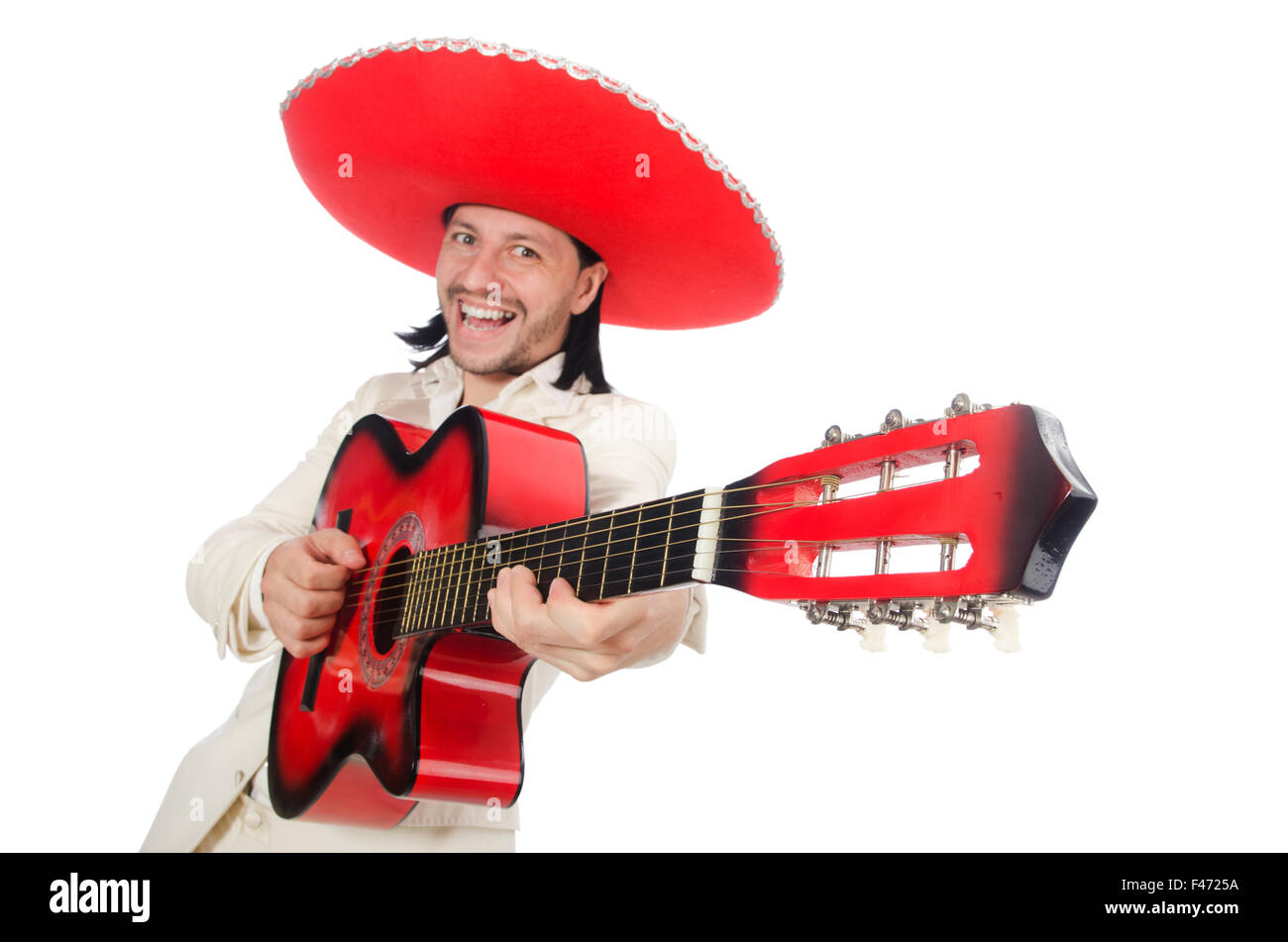 Mexican guitar player isolated on white Stock Photo - Alamy