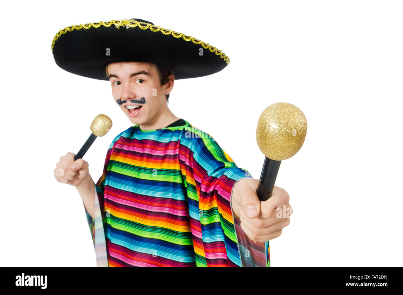 Funny young mexican sings isolated on white Stock Photo - Alamy