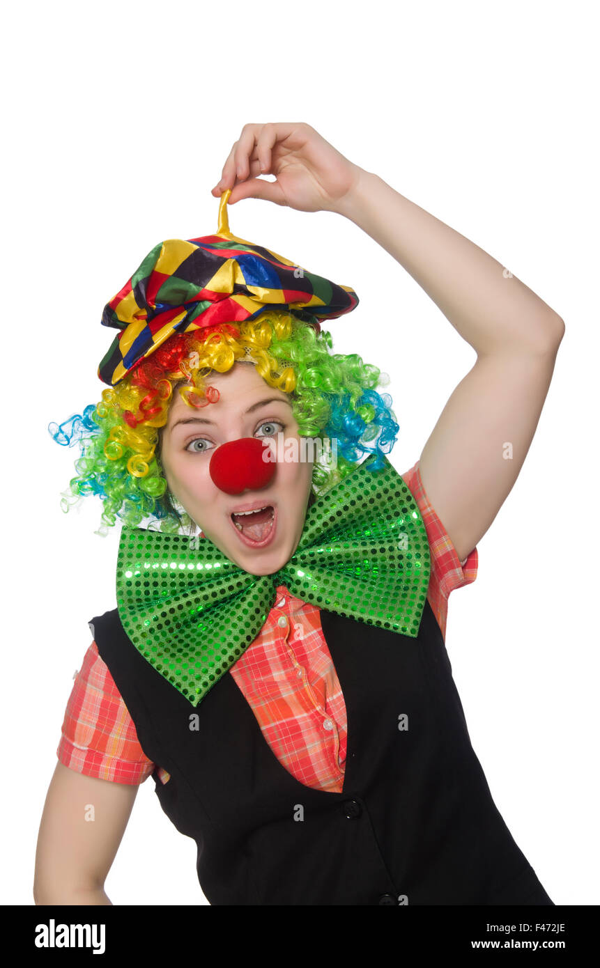 Female clown isolated on white Stock Photo - Alamy