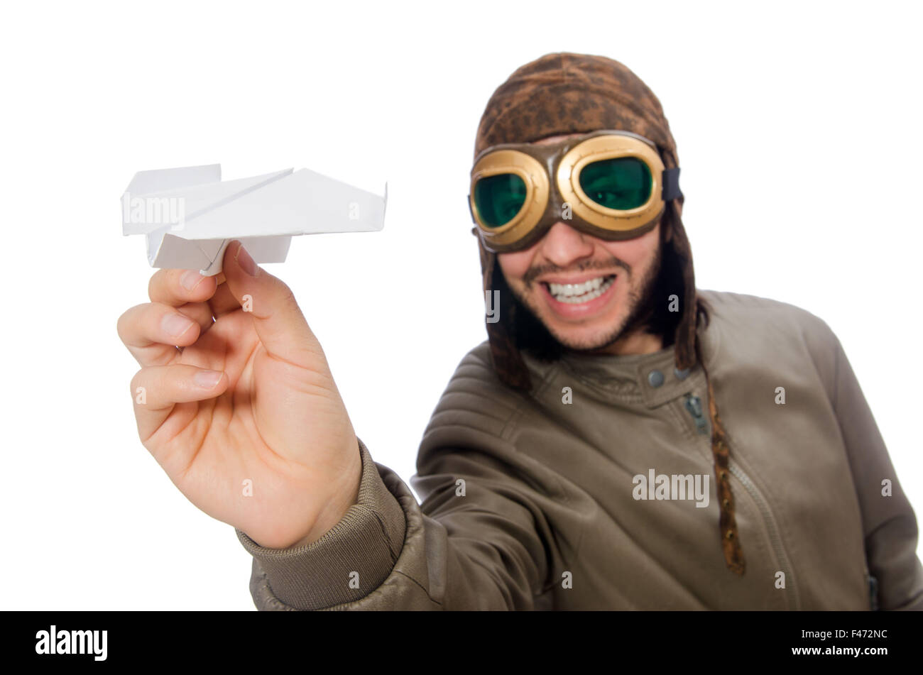 Funny pilot isolated on the white Stock Photo - Alamy