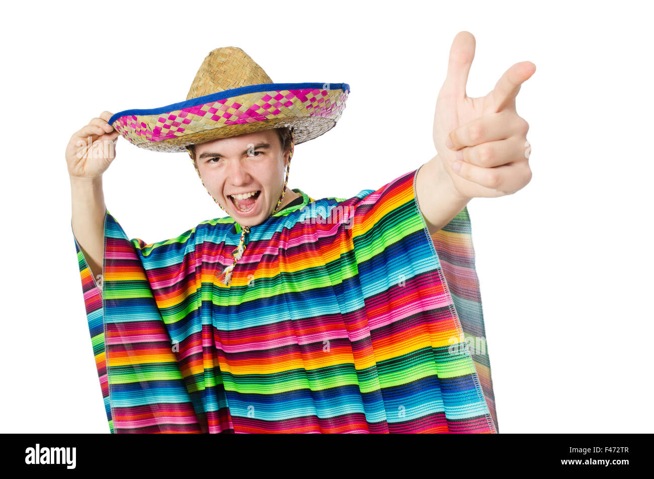 Funny young mexican isolated on white Stock Photo - Alamy