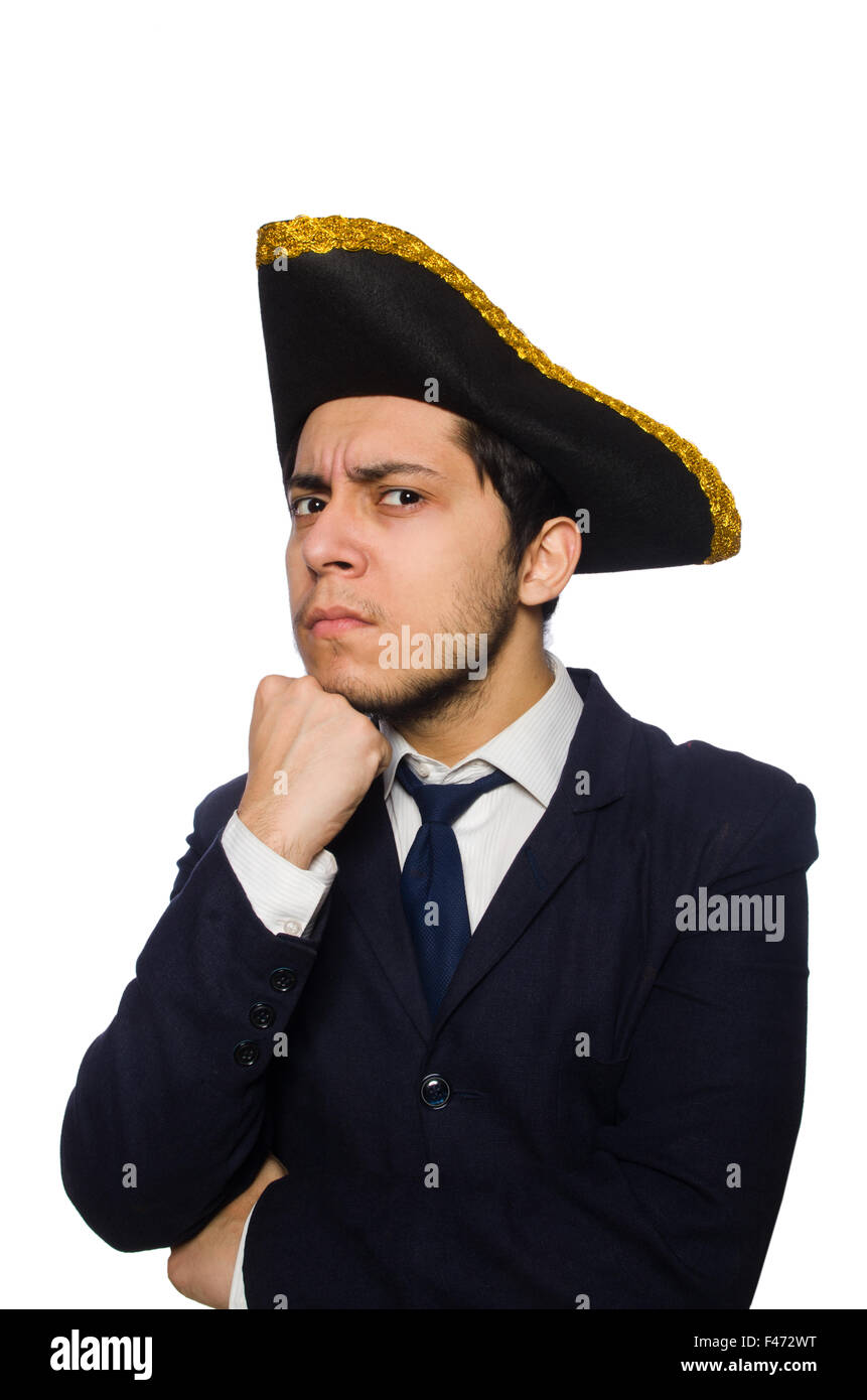 Young captain isolated on white Stock Photo - Alamy