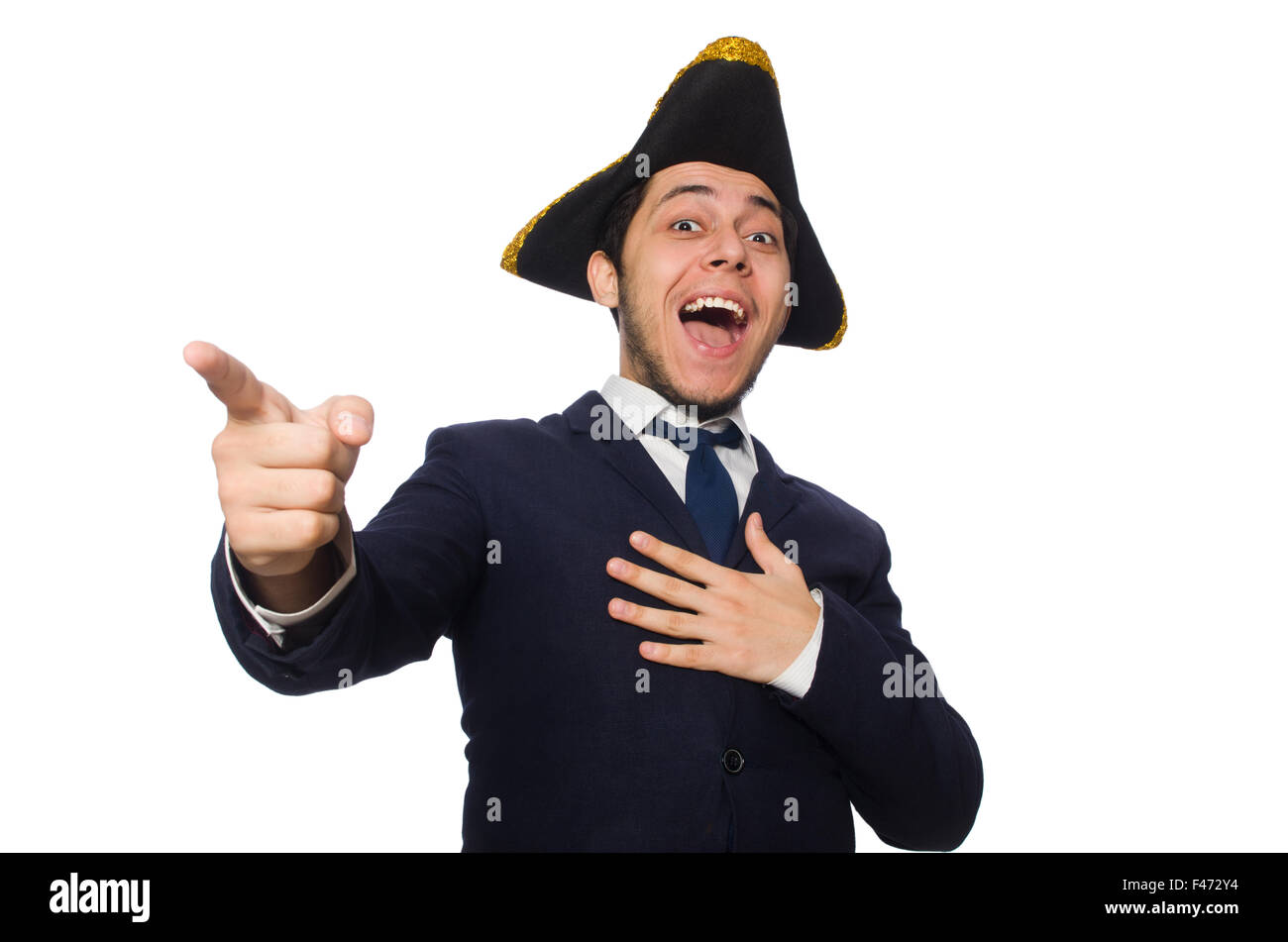 Young captain isolated on white Stock Photo - Alamy