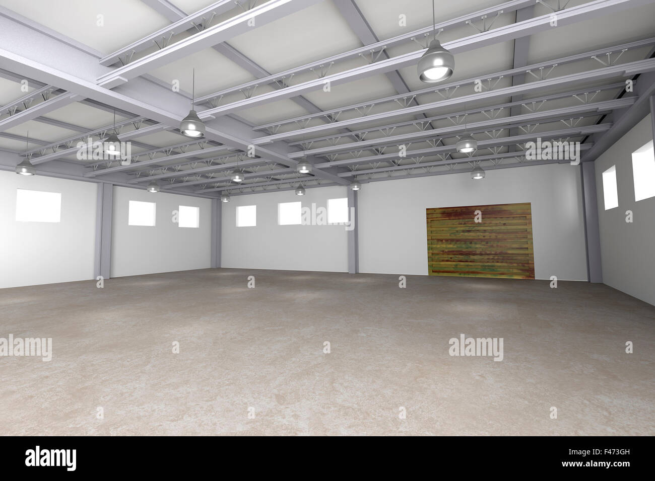 3d rendering of a modern empty warehouse Stock Photo - Alamy