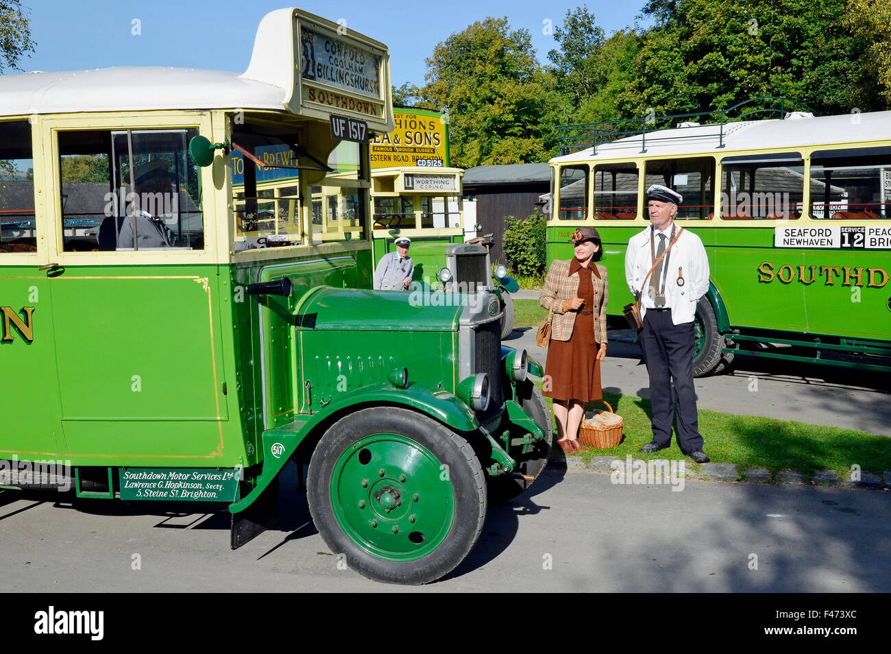 Southdown Motor Services buses with period re-enactors (late 1940's ...