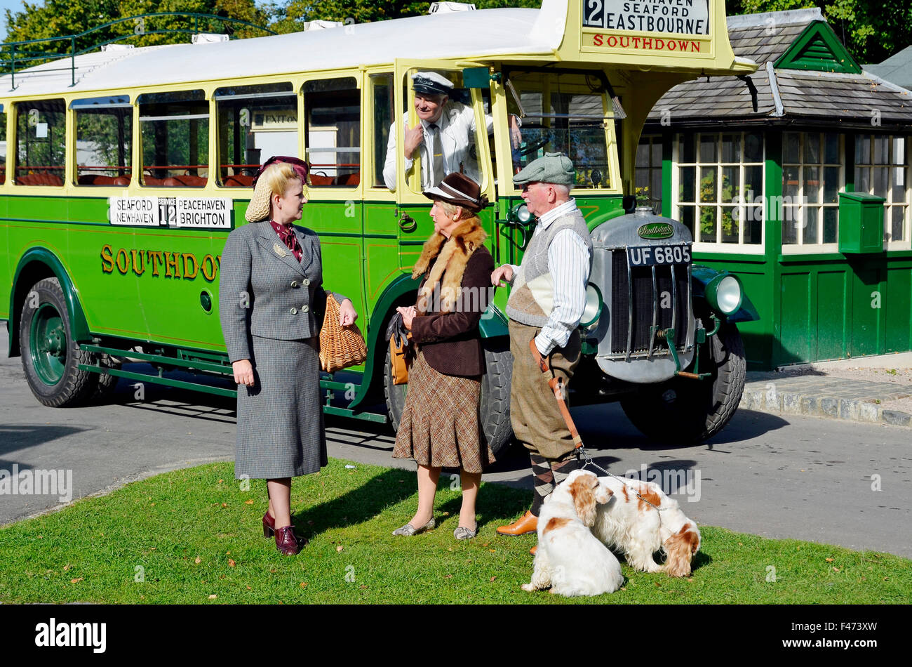 Southdown Motor Services buses with period re-enactors (late 1940's ...
