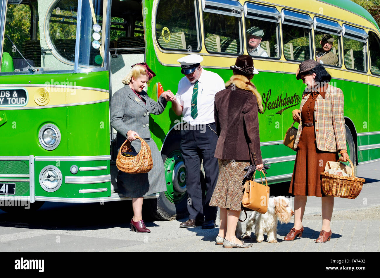 Southdown Motor Services buses with period re-enactors (late 1940's ...