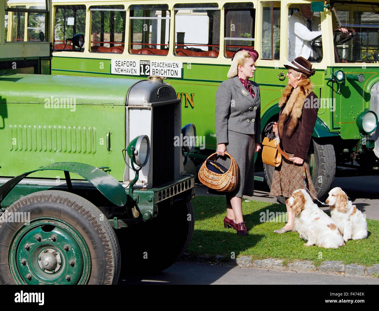 Southdown Motor Services buses with period re-enactors (late 1940's ...