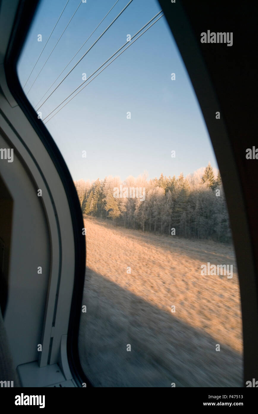 View from a train window, Sweden Stock Photo - Alamy