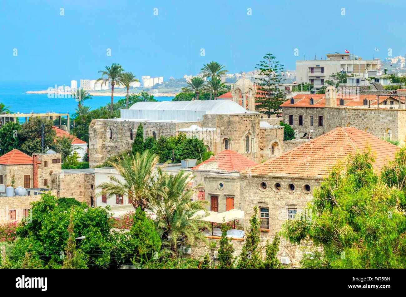 A view of the historic city of Byblos in Lebanon from the crusaders ...