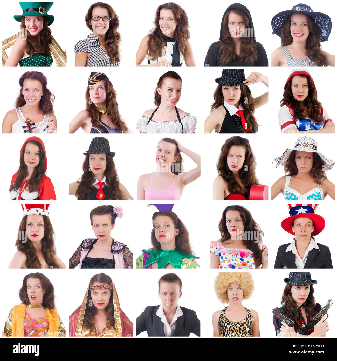 Collage of many faces from same model Stock Photo - Alamy