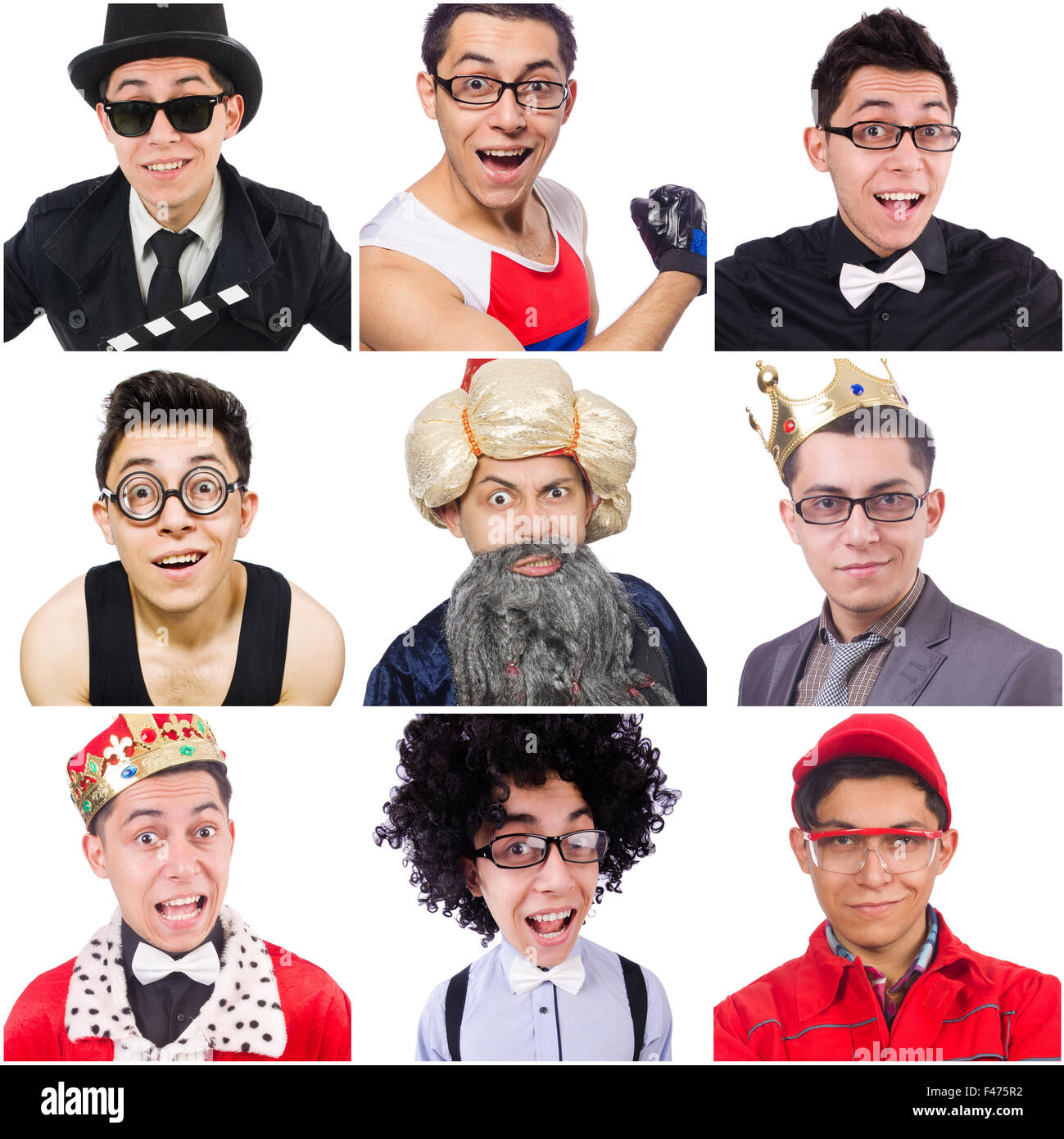 Collage of many faces from same model Stock Photo - Alamy