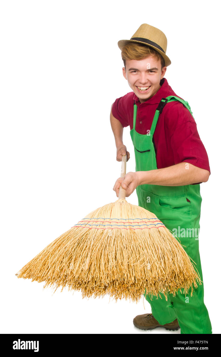 Man janitor isolated on the white Stock Photo - Alamy