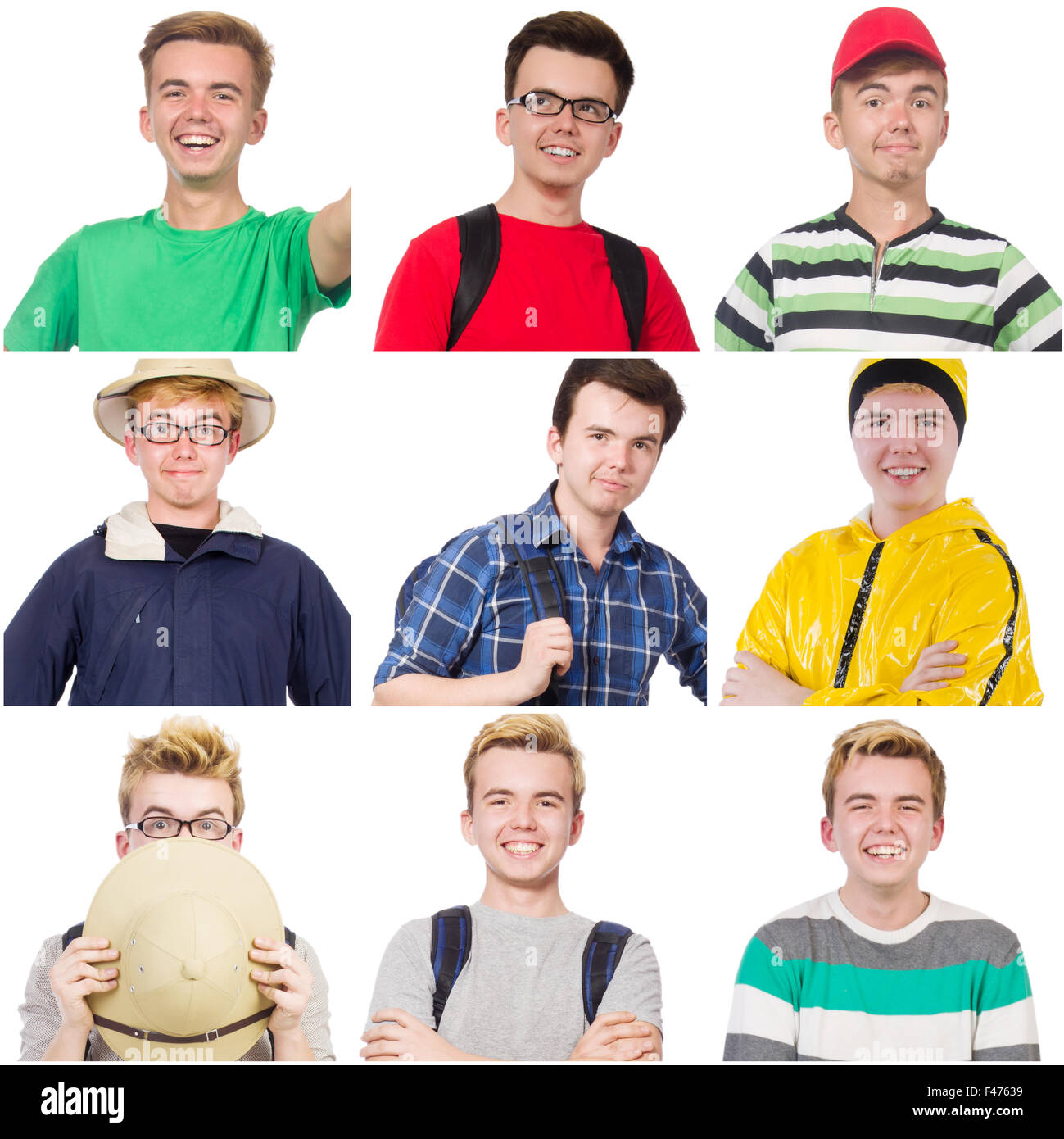Collage of many faces from same model Stock Photo - Alamy