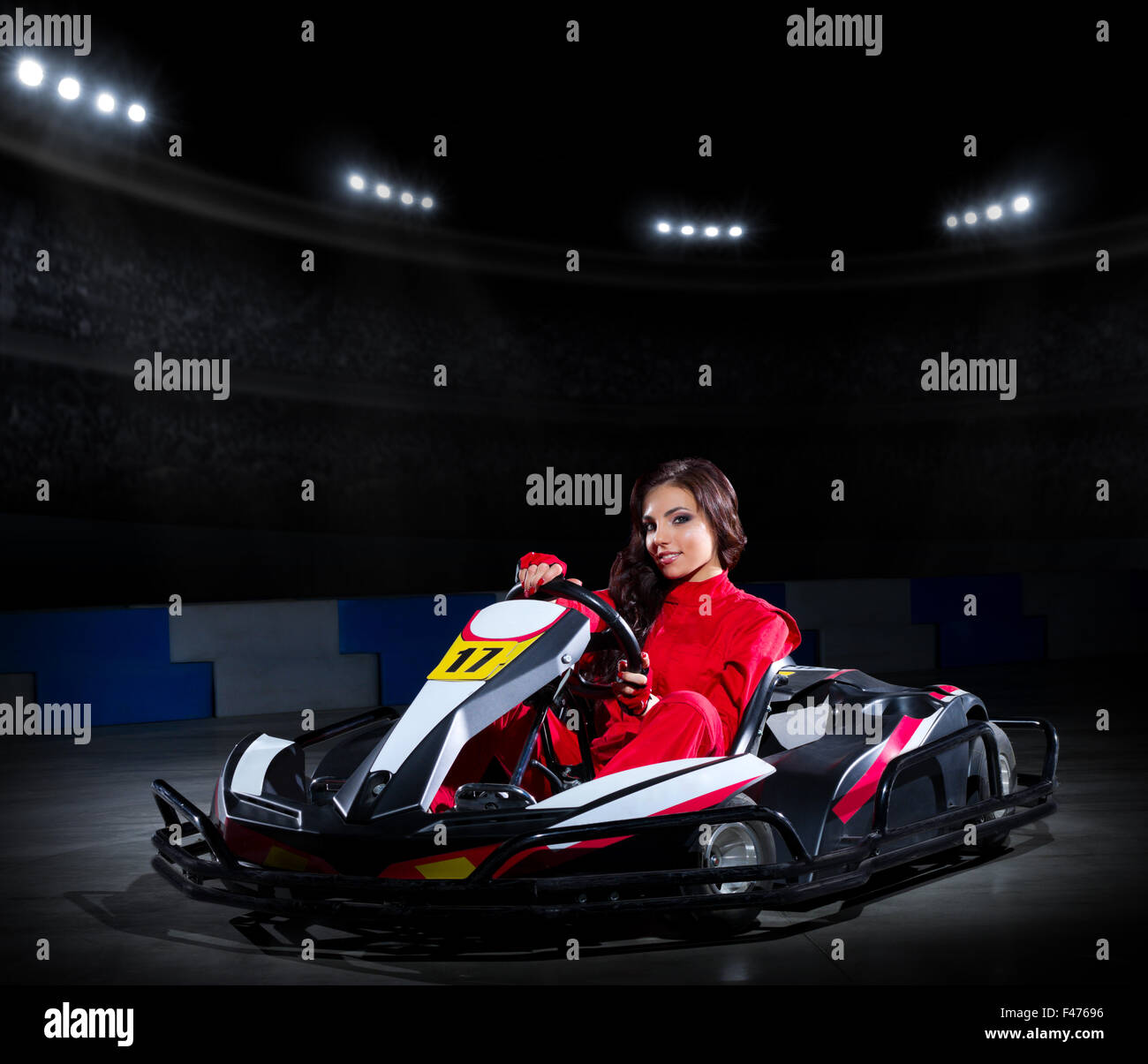 Young girl karting racer at stadium Stock Photo - Alamy