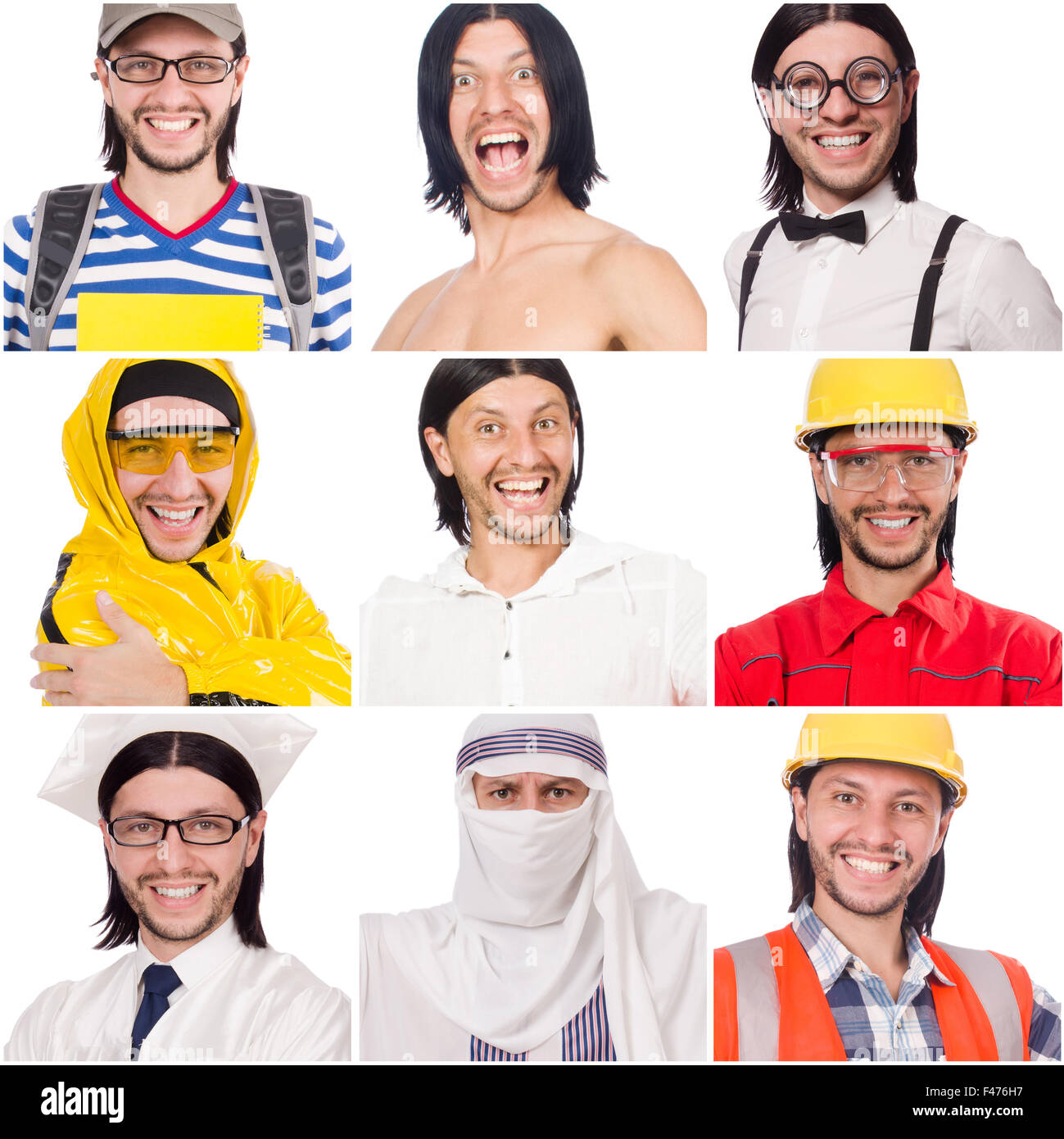 Collage of many faces from same model Stock Photo - Alamy