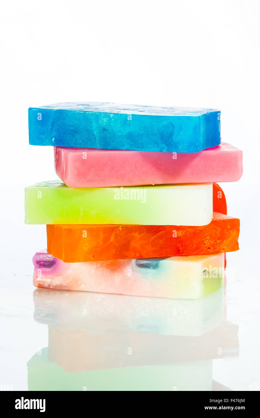 Beautiful set of many different handmade soap Stock Photo - Alamy