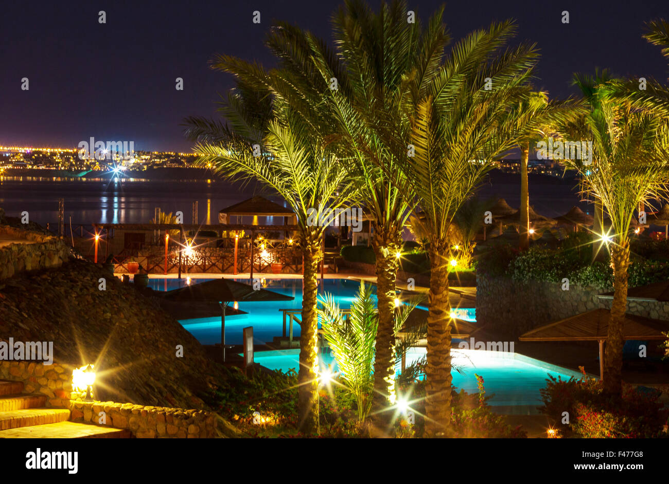 Swimming pool in night Stock Photo - Alamy