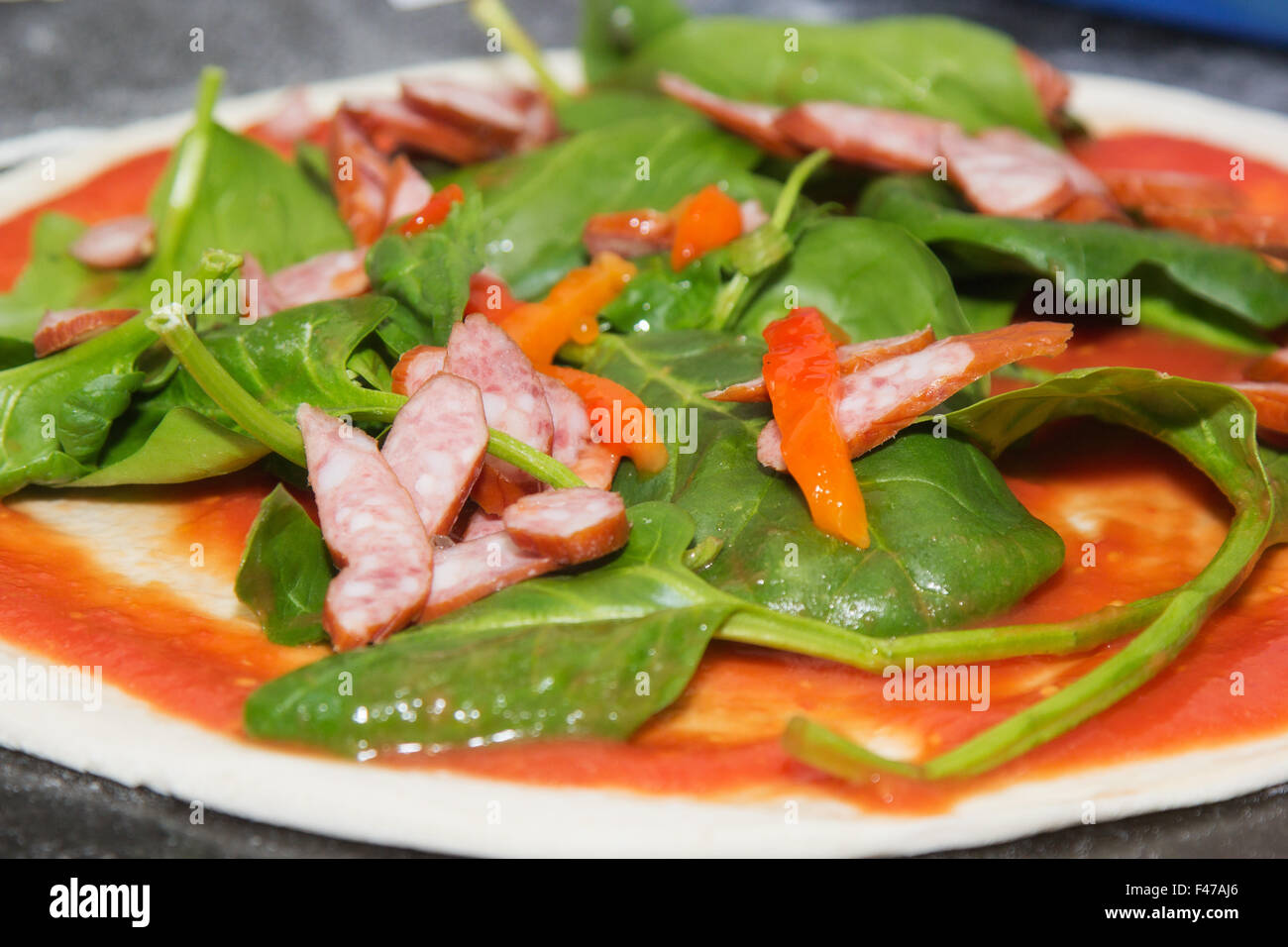 pizza with cheese and ham Stock Photo - Alamy